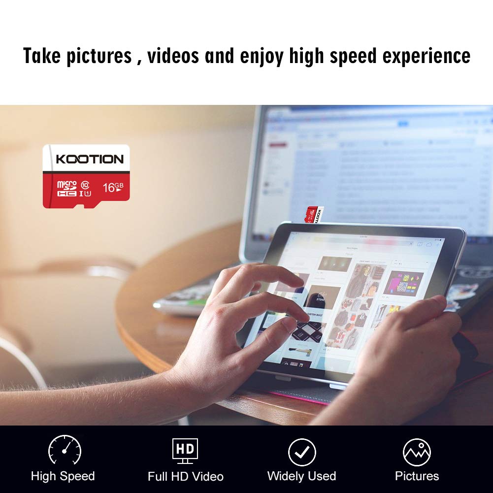 KOOTION 10 Pack 16GB Micro SD Card Class-10 Micro SDHC Card 16 gb UHS-I High Speed TF Card R Flash C10 U1 Memory Card