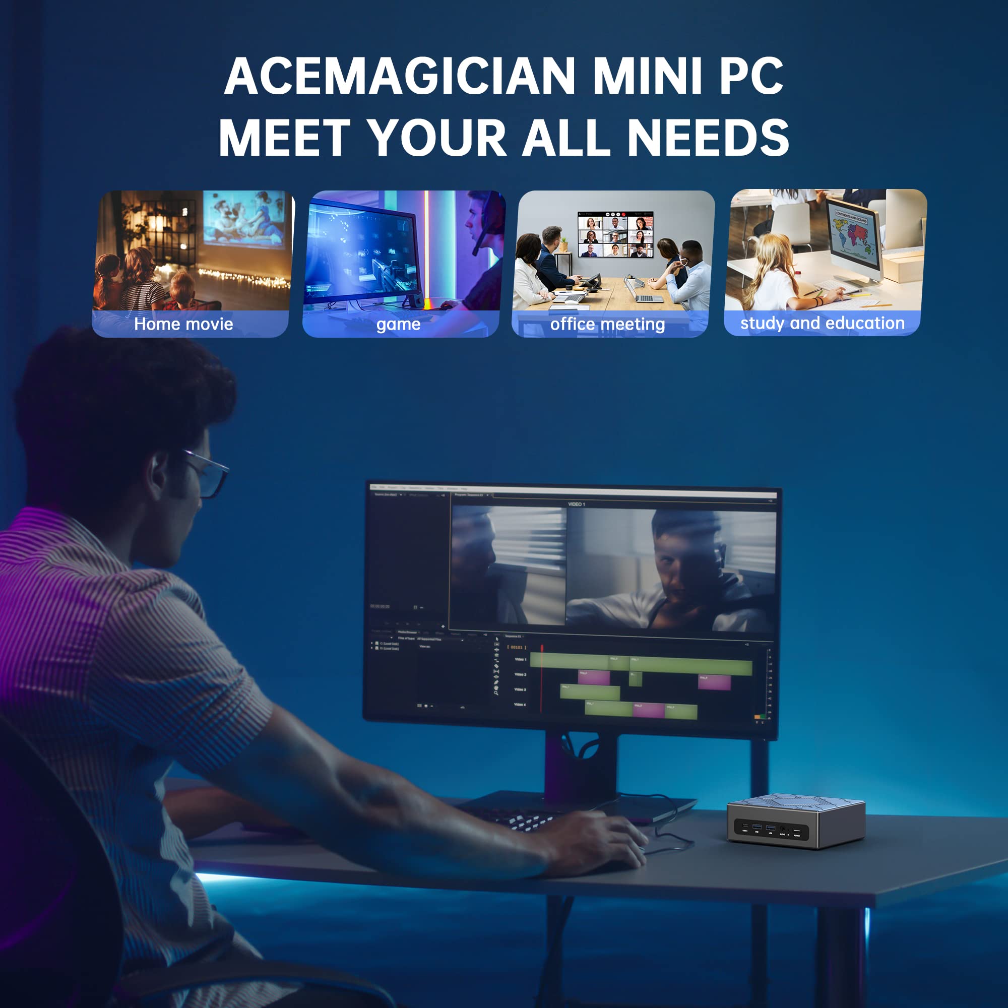 ACEMAGICIAN Mini PC Intel i7 10810U, 16GB RAM 512GB M.2 2280 SSD Mini Computers, Mini Desktop Computer Windows 11 Pro 4K/WiFi5/BT 4.2/Dual HDMI/LAN/USB 3.0/VESA/Auto Power On/Office Home