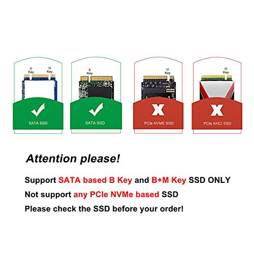 JESOT M.2 to USB Adapter, B Key M.2 SSD to USB 3.0 Reader Card, NGFF SATA Converter Support SATA Based SDD 2230 2242 2260 2280 No Cable Needed