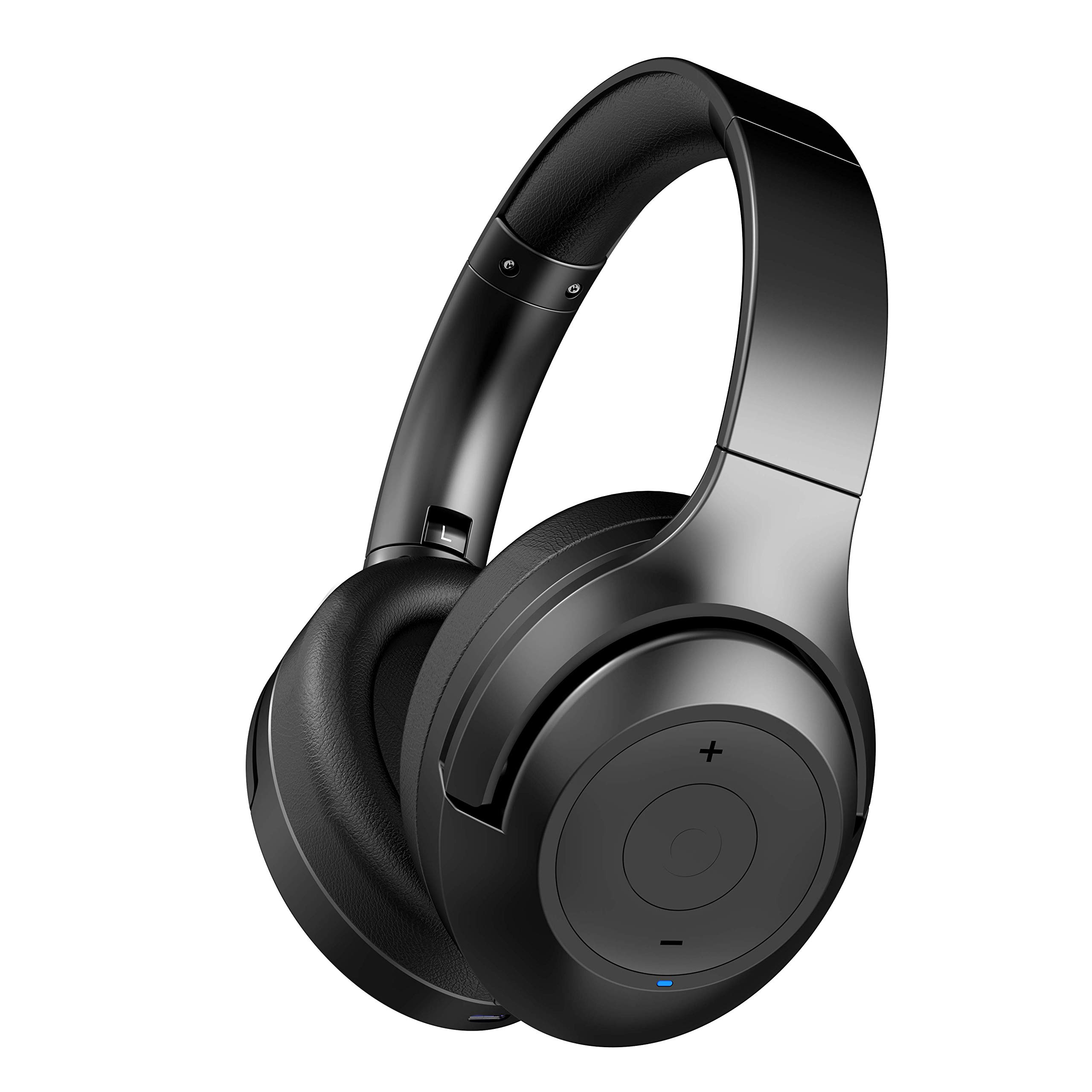 abingo Noise Cancelling Headphones Hybrid Active Over-Ear Head Phones with Bluetooth Microphone Wired or Wireless for Phone Call, Black