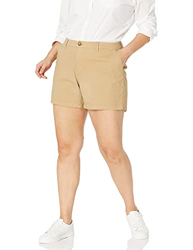 Amazon Essentials Women's 5 Inch Inseam Chino Short (Available in Plus Size), Khaki Brown, 24