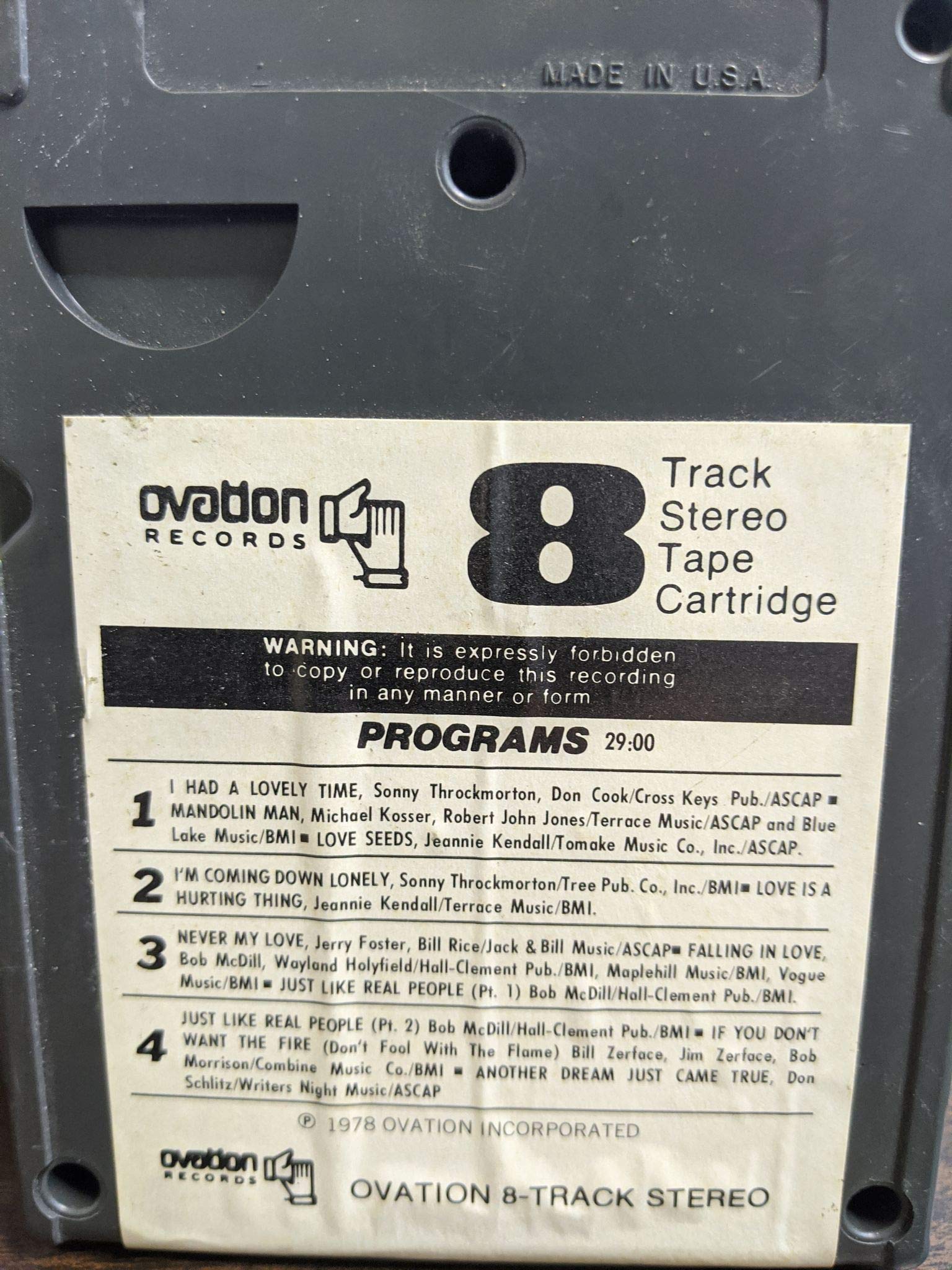 THE KENDALLS Just Like Real People 8 Track Tape