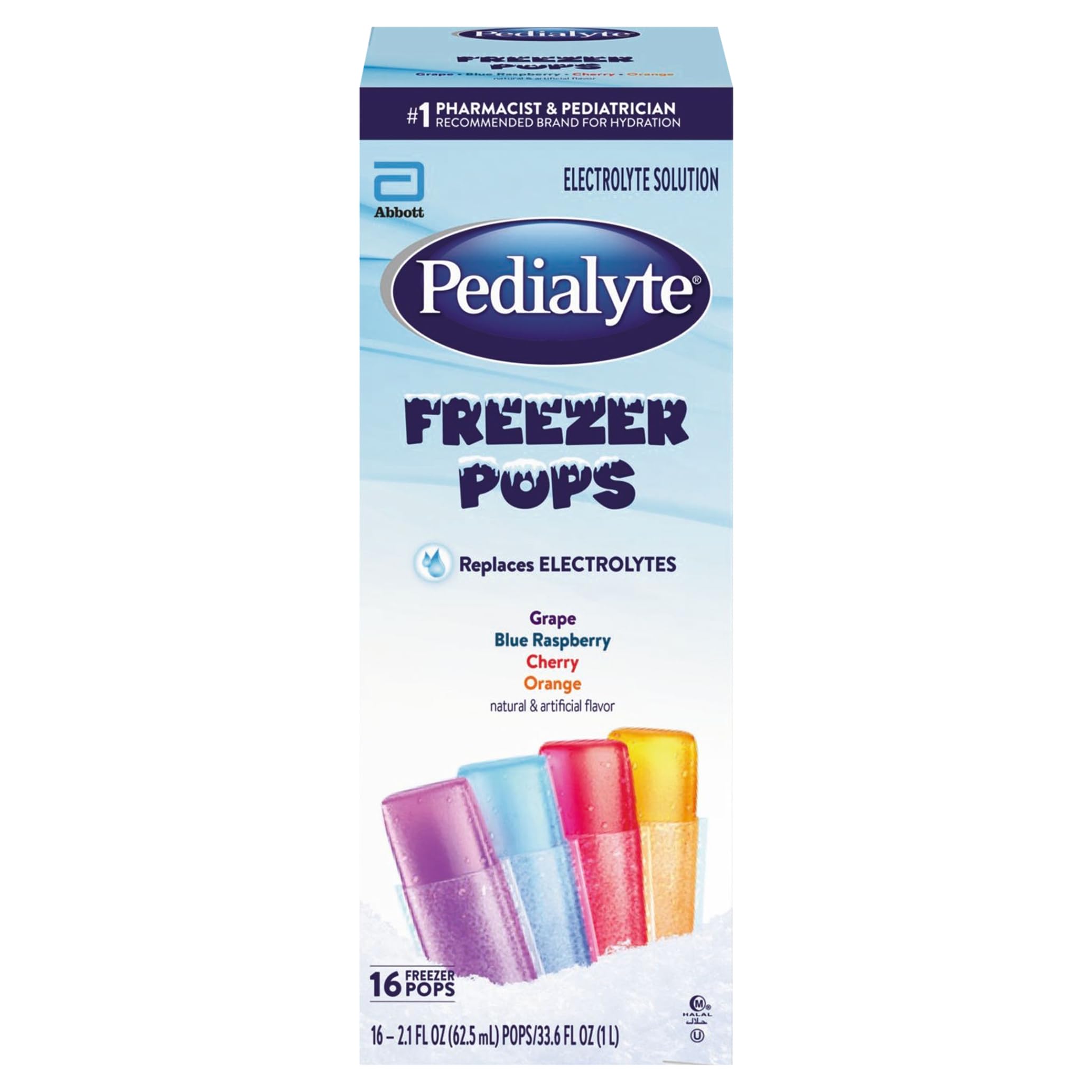 DSS Pedialyte FREEZER POP Nutritional Supplement 2.1OZ (16 Per Box)