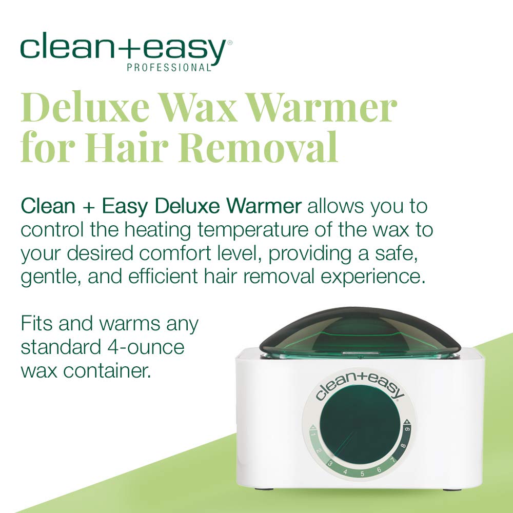 Clean + Easy Deluxe Warmer Only - Thermostatically Controlled Wax Heater with Unique Scraper Preventing Wax Drips for Hygienic Hair Removal Treatment, (120V)
