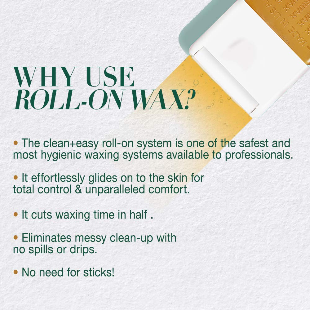 Clean + Easy Large Roller Heads for Roll-On Wax Refill, Disposable and Easy to Attach, for Easy Wax Application on Legs and Body, At-home, Self and DIY Waxing, Travel-size, 3 Roller Heads - 1 Pack