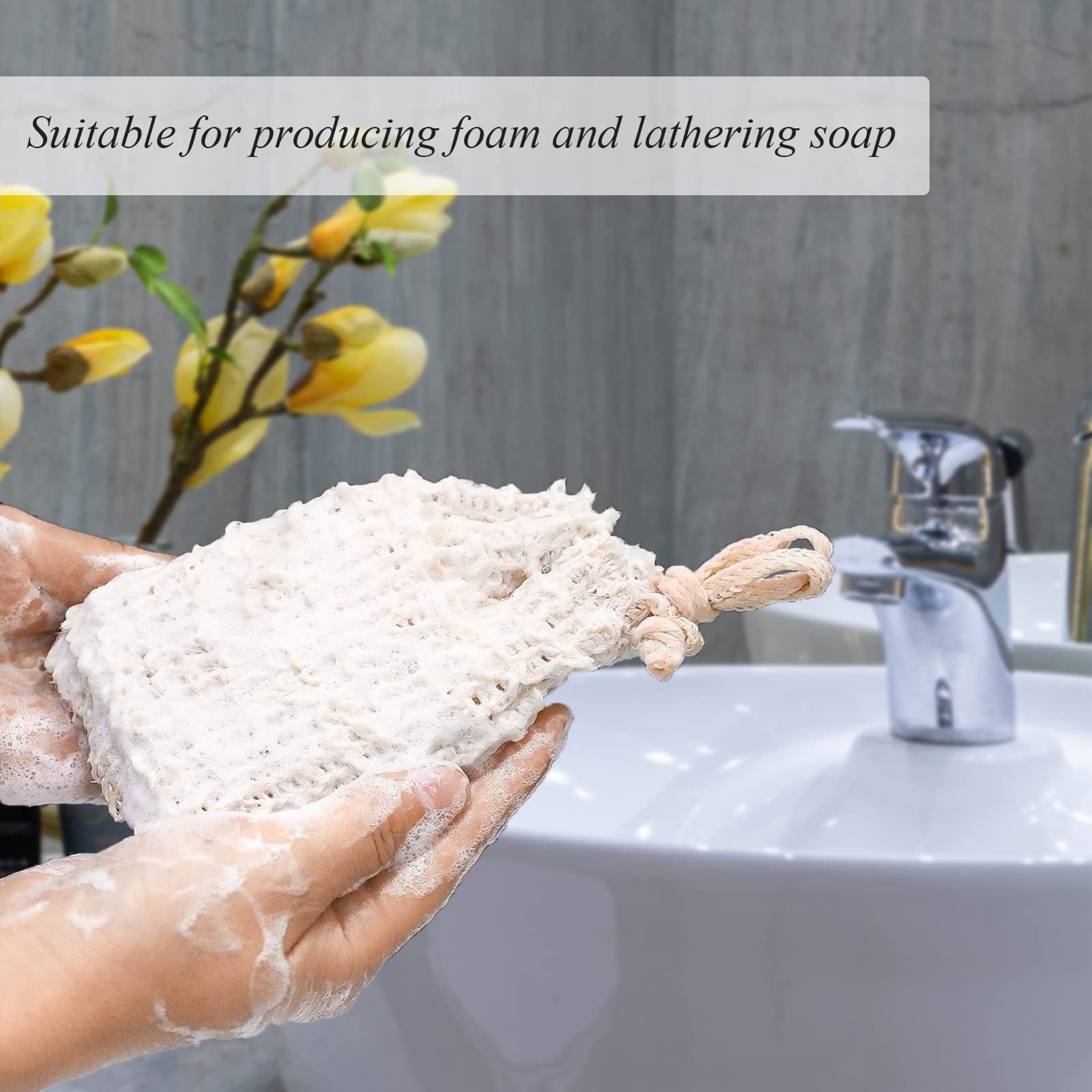 ZEPELOFFY Soap Bag,5 Packs Bar Soap Pouch,Sisal Soap Saver Bags Mesh for Exfoliating, Shower,Scrubber