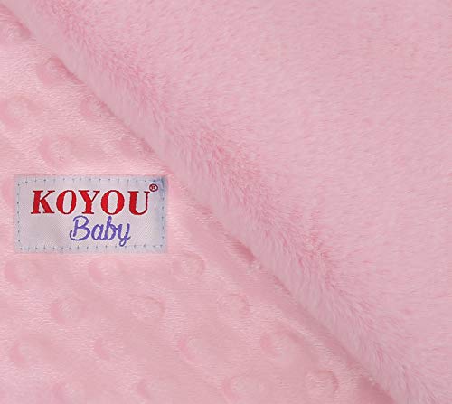 KOYOU Baby Pink Super Soft Minky Plush Reversible Double Layer 30" x 35" Baby Blanket with Dotted Backing and Silky Trim