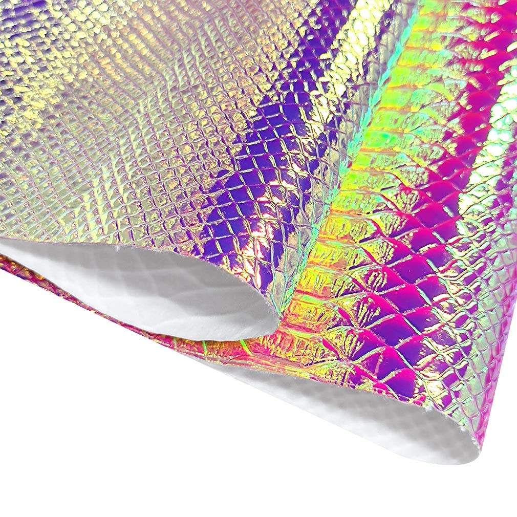 HYANG Holographic Snake Embossing Gold PU Faux Leather Sheets,Very Suitable for Making DIY Crafts,Handbags Leather Earrings, Bows,Sewing etc 1Rolls 12"X53" (30cmX135cm)