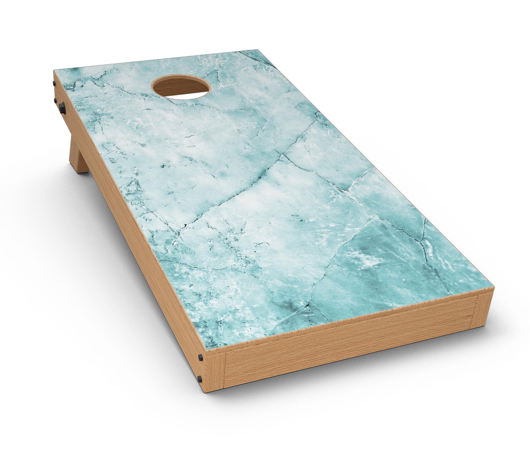 Design Skinz Marble Skin Set for Cornhole (Skin Only) - Cracked Turquise Marble Surface