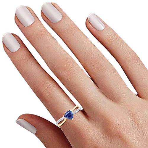 AFFY 1 1/4 Carat Simulated Tanzanite & White Sapphire Infinity Womens Ring In 14k Yellow Gold Over Sterling Silver (1.25 Cttw) Ring Size- 7
