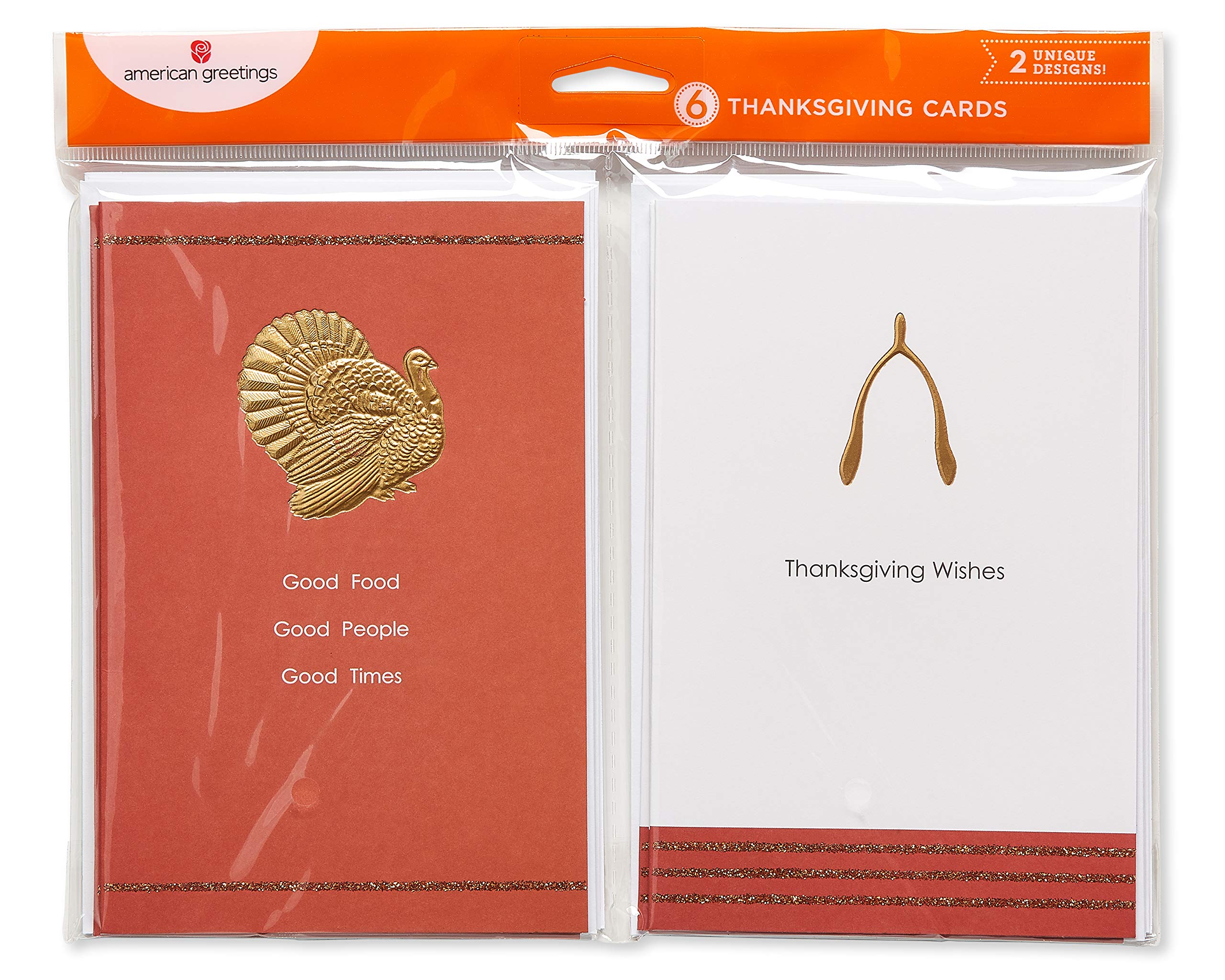 American Greetings Thanksgiving Cards, Thankful and Brings Happiness (6-Count)