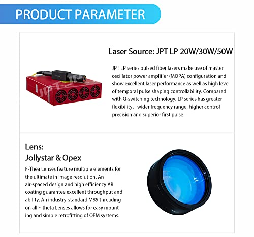 US Stock 50W JPT Fiber Laser Marking Machine Fiber Laser Engraver with 175×175mm Lens and D80 Rotary Axis