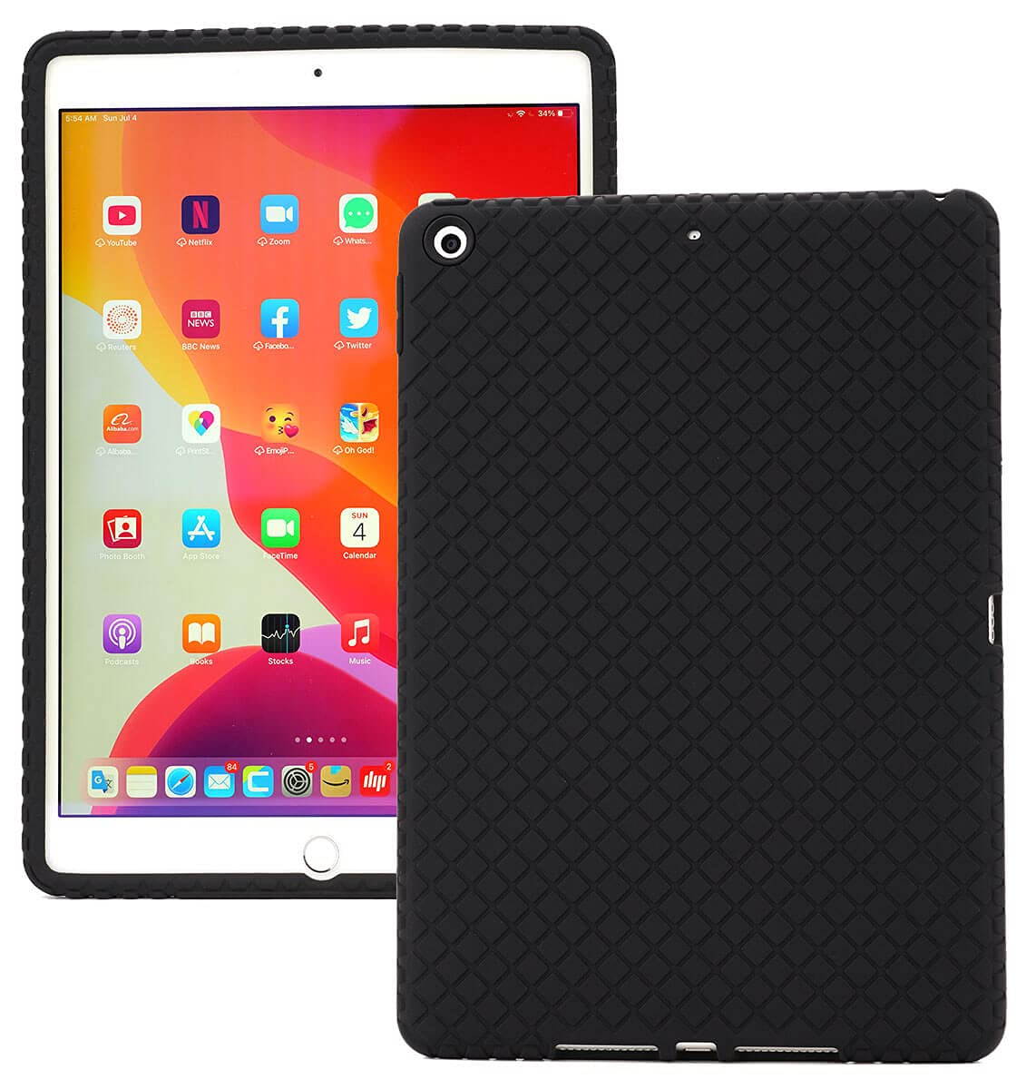 Veamor 10.2 in Silicone Back Case Cover, Anti Slip Rubber Protective Skin Soft Bumper for Apple iPad 9th (2021)/8th (2020)/7th (2019) Gen, Kids Friendly/Lightweight/Ultra Slim/Shockproof (Black)