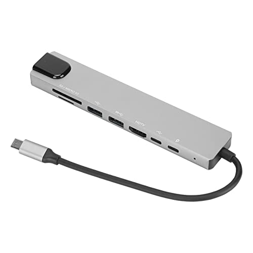 8 in 1 USB C Hub, 87W PD USB C Fast Charging, Portable USB C Converter with 4K, USB C to HDMI, Ethernet Port, , SD/TF Card Reader, for Linux/Windows XP/Vista/ 10