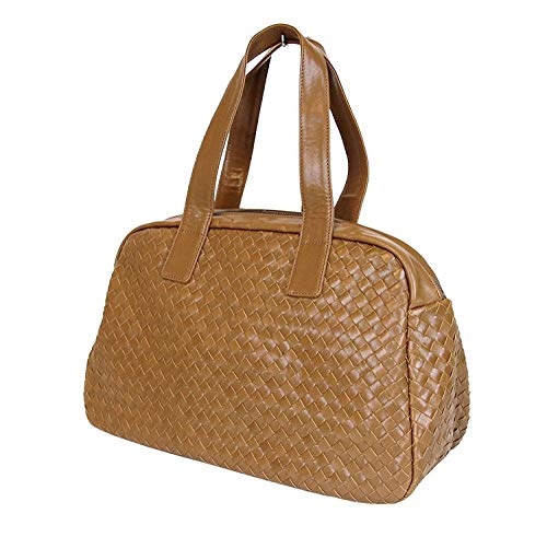 Bottega Veneta Women's Brown Leather Woven Dome Boston Bag