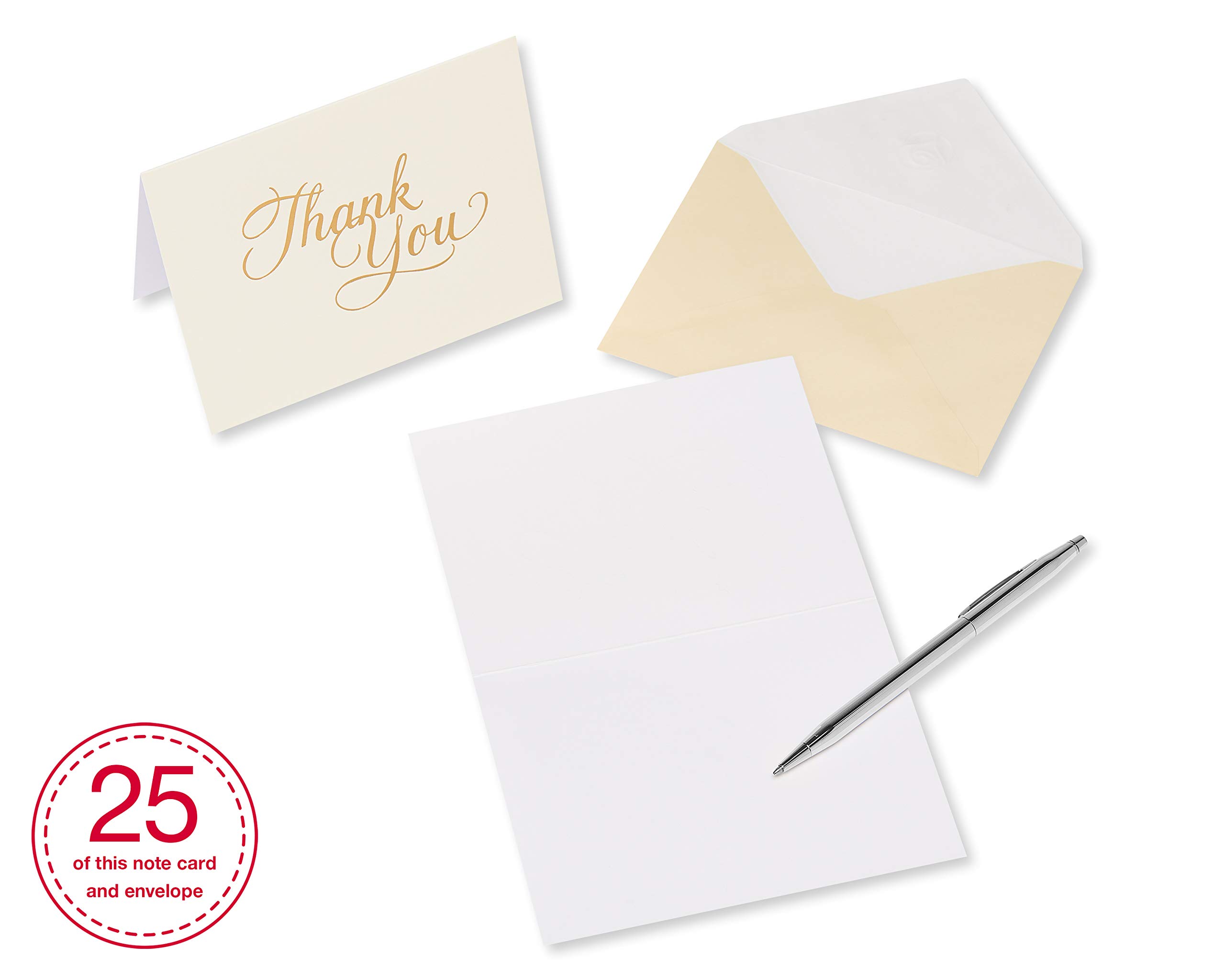 American Greetings Wedding Thank You Cards with Envelopes, Gold and Cream (50-Count)
