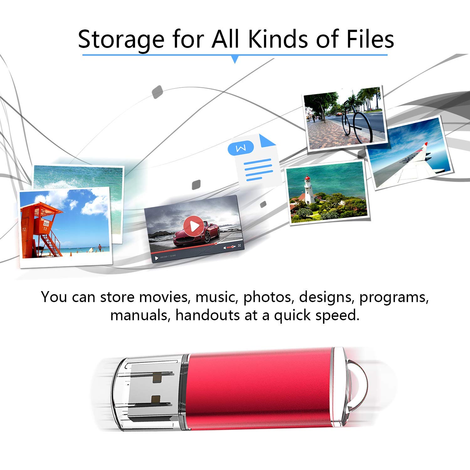 Flash drive, wellsenn USB Flash Drive 32 GB X 5 Bulk Memory Stick Jump Drive External Drives USB Stick USB Storage Portable Thumb Drive Pen Drive Pack 5 Mixed Coler (Red, Blue, Green, Purple and Orang