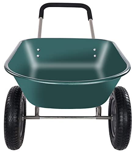 BalanceFrom Dual-Wheel Home Garden Yard Utility Wheelbarrow Cart with Built-in Stand