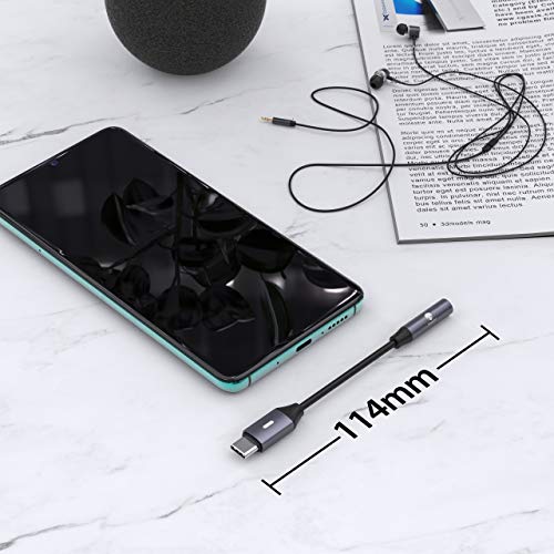 Stouchi USB C to 3.5mm Dongle Adapter, USB C to 3.5mm Headphone Jack Hi-Fi DAC Compatible with Pixel 7/6a/6/5, iPad Mini 6, Samsung Galaxy S22/S21/S20 Plus Ultra, Note 20/10- Grey