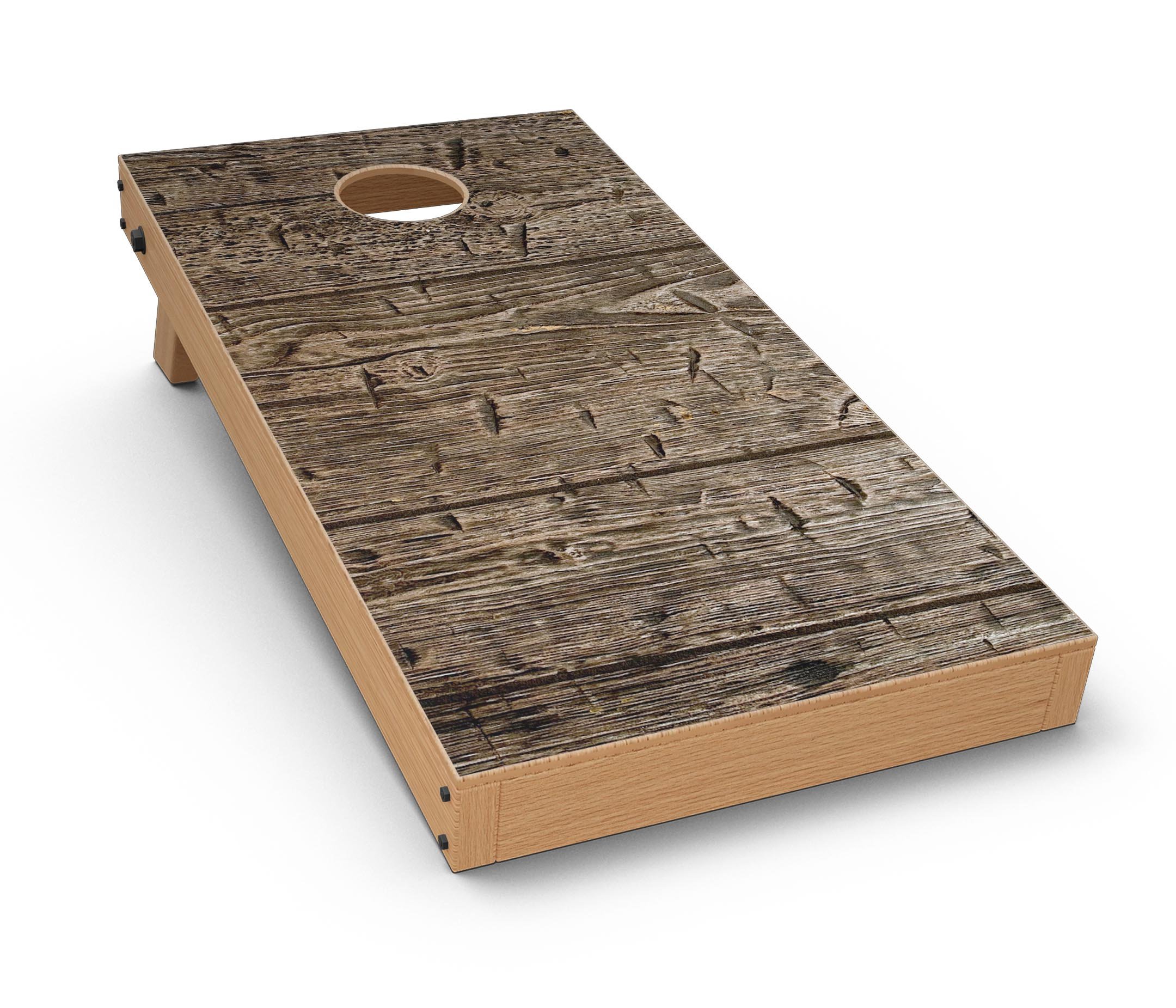 Design Skinz Wood Skin Set for Cornhole (Skin Only) - Rough Textured Dark Wooden Planks