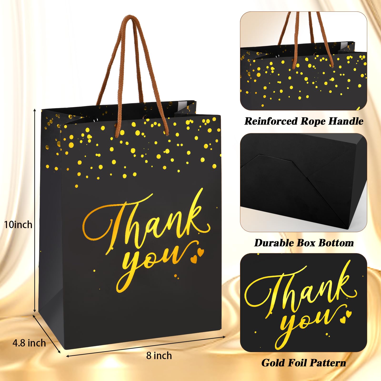 COGLARING 20Pcs Thank You Gift Bags, Return Gift Gift Bags with Handles for Party, Shopping, Wedding, Retail Bags