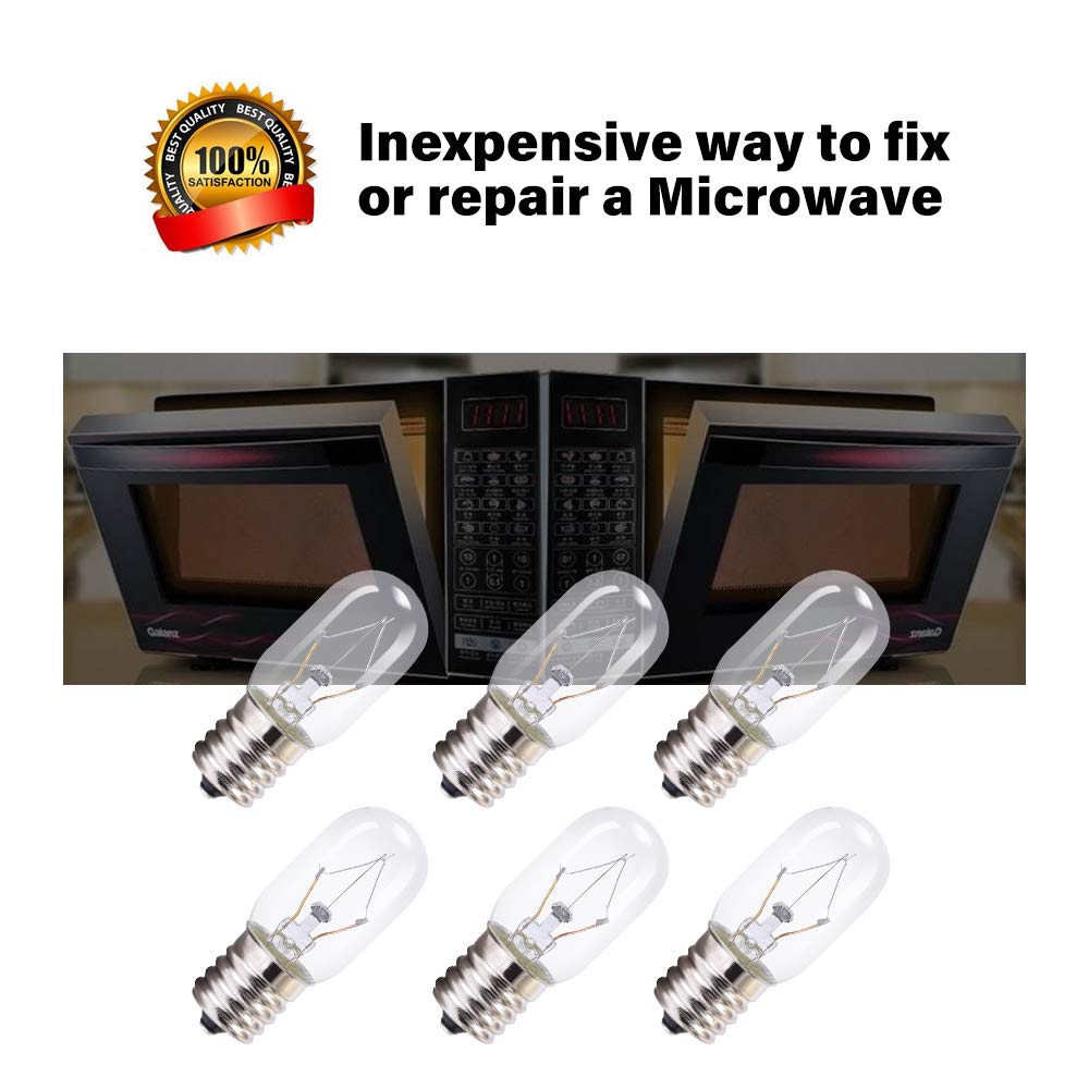 8206232A Microwave Light Bulb, T8 Microwave Exterior Light Bulb 25Watt Appliance Light Bulb Replacement Oven Part for 8206232A 1890433 8206232 AP4512653, 6Pack