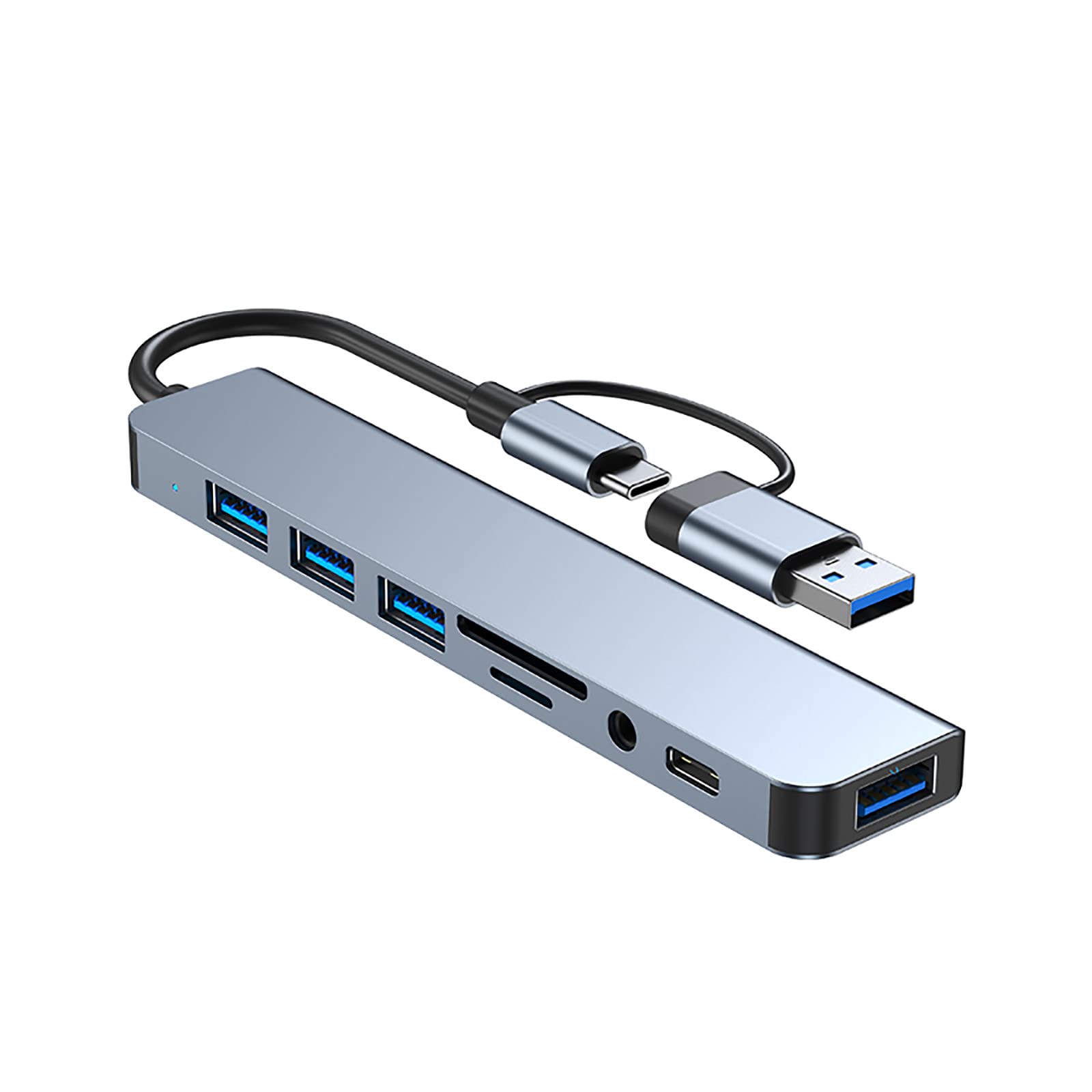 8 in 1 USB-C Hub, with 100W Power Output, 4K 60Hz HDMI Port, 10Gbps USB C and 2 USB A Data Ports, Ethernet Port, MicroSD & SD Card Reader, Household Office Necessities