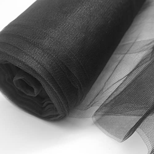 Black Tulle Fabric Roll Spool Bolt (54 Inch by 40 Yards) Large Tulle Wedding Party Decoration, Tutu Skirt, Table Runner, Gift Wrapping, Bridal Shower, Soft & Drape (Black)