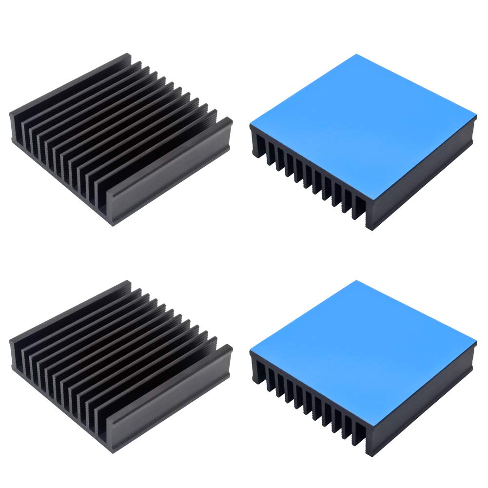 4pcs Aluminum Heatsink 50x50x12.8mm / 1.97x1.97x0.5inches for Electronic Chip Cooling with Thermal Conductive Double Sided Tape