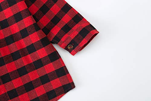 Toddler Baby Boy Girl Plaid Shirt Long Sleeve Button Down Red Flannel Tops Clothes