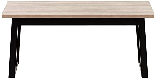 Signature Design by Ashley Waylowe Modern 3-Piece Dining Set, Includes Table and 2 Benches, Black & Beige