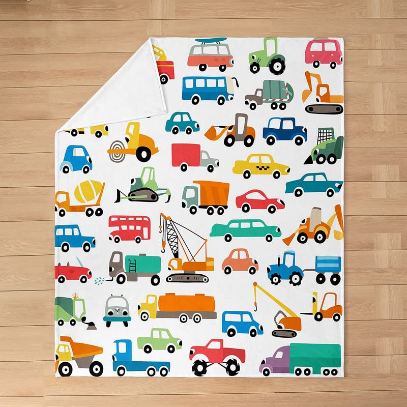 Feelyou Construction Car Flannel Fleece Blanket Excavator Plush Throw Blanket, for Children Construction Vehicles All Season,Bed Blanket Equipment Trucks Room Decor 40"x50"