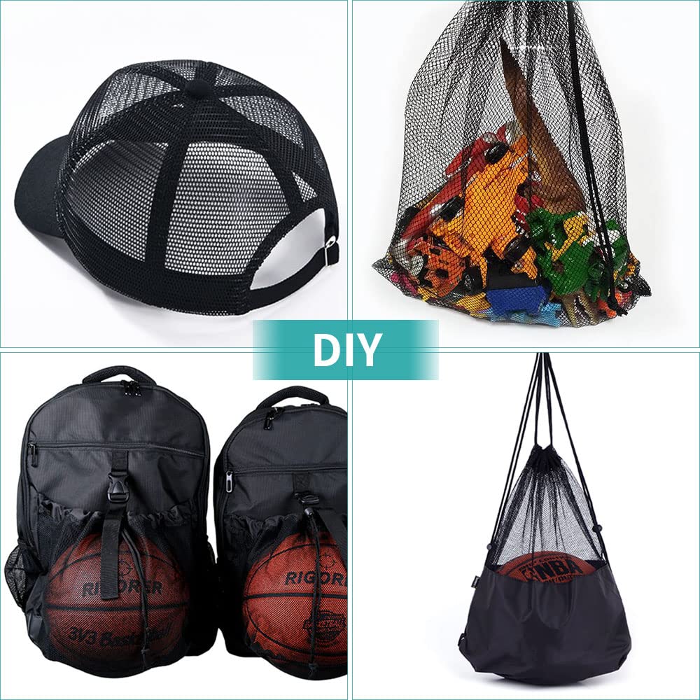 FSWCCK Black Mesh Fabric, 62 x 59 Inch Soft Mesh Netting Slightly Stretchy for Shopping Bag, Backpack Pocket and Straps and Netting Clothes