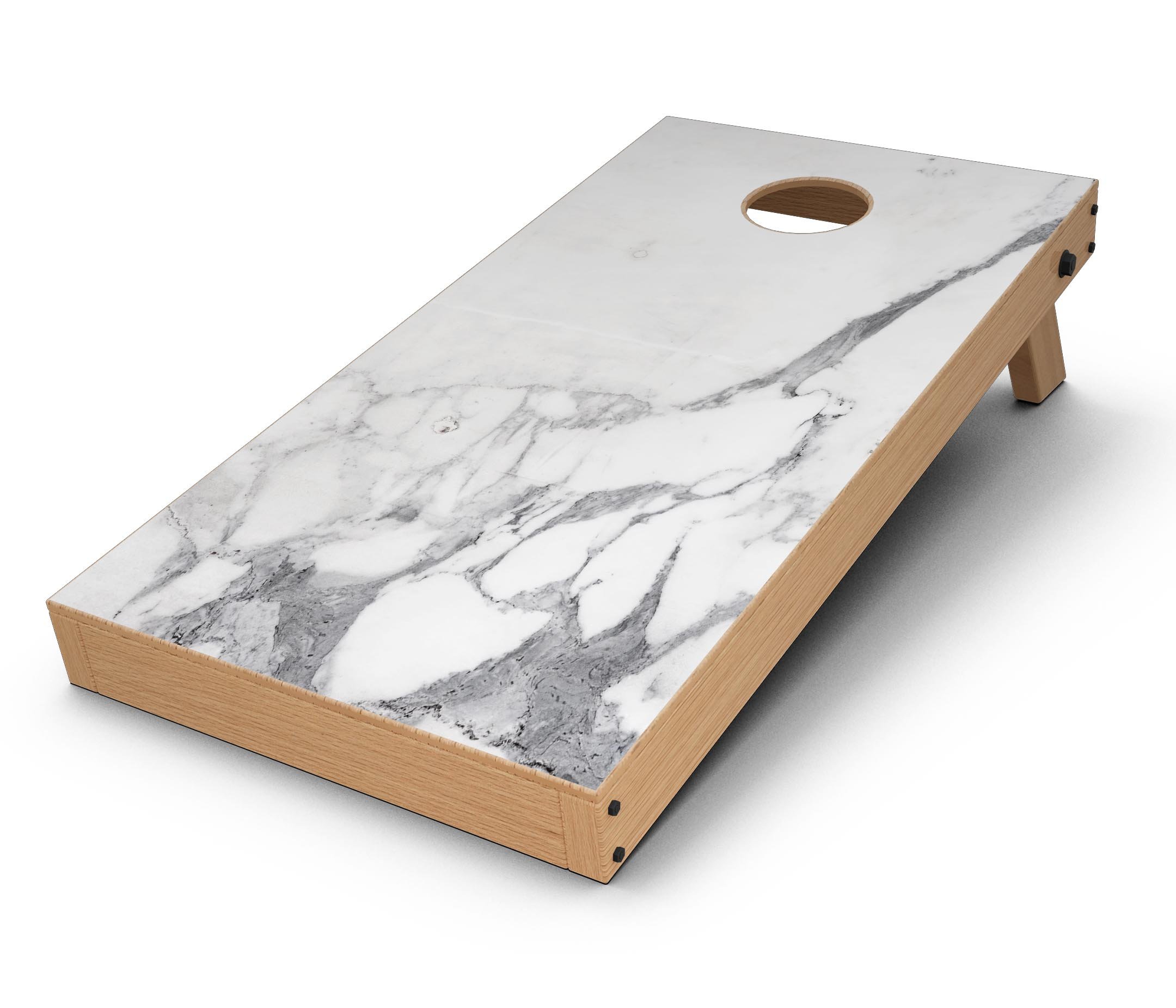 Design Skinz Marble Skin Set for Cornhole (Skin Only) - White & Grey Marble Surface V3