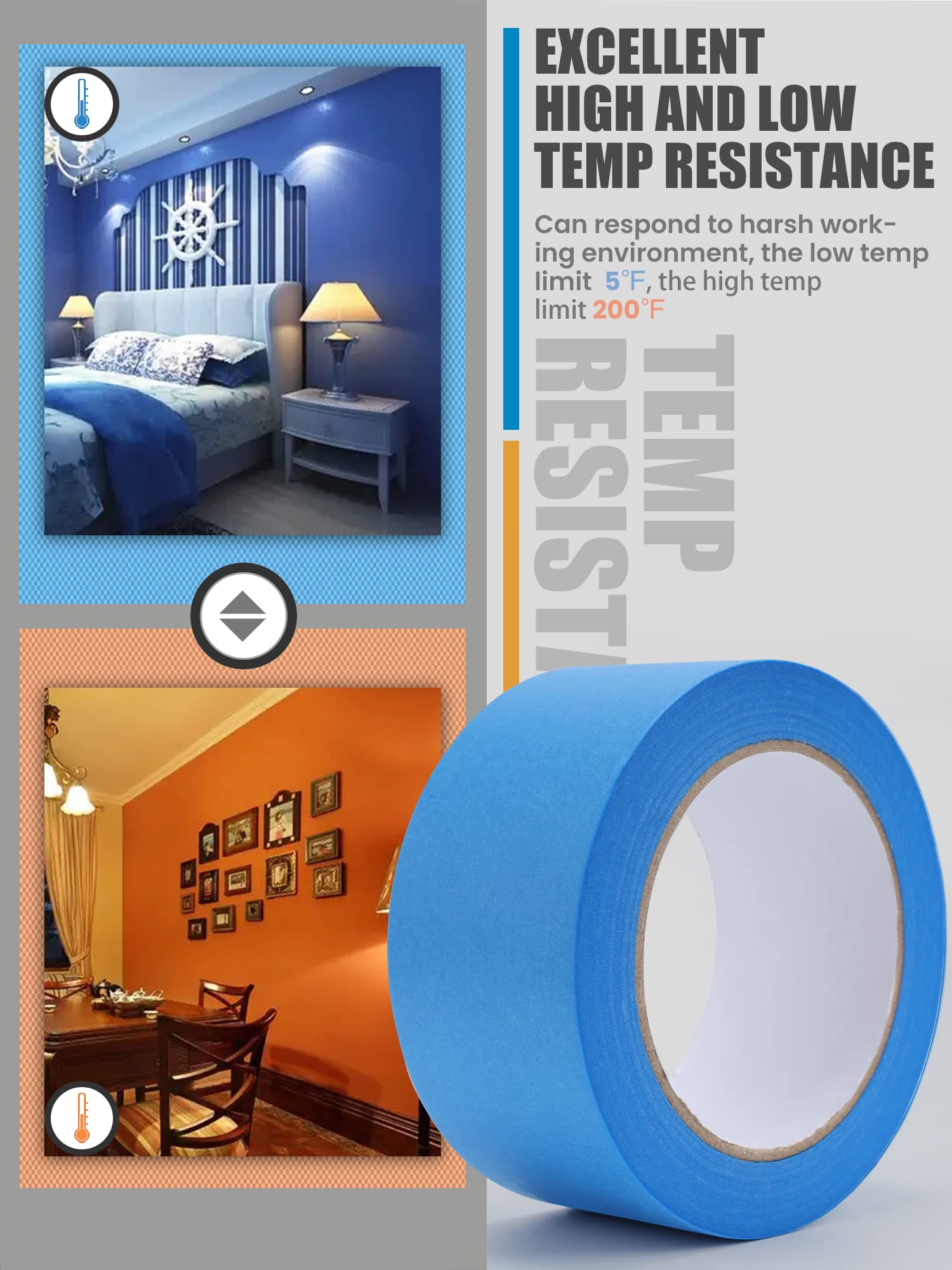 Lichamp Blue Painters Tape, 1 Pack 1.9 inch by 55 Yards Paper Tape, Blue Masking Tape for Crafts Arts