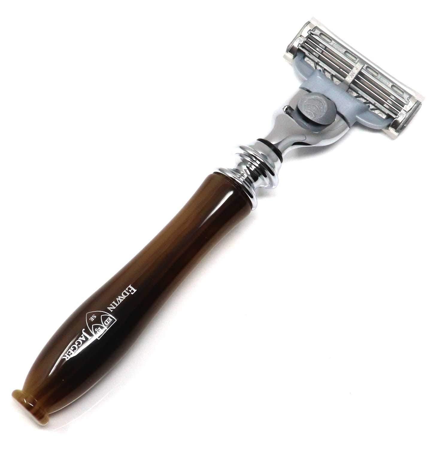 Edwin Jagger Plaza Range Handle Compatible With Gillette Mach 3 Cartridges (Imitation Light Horn)
