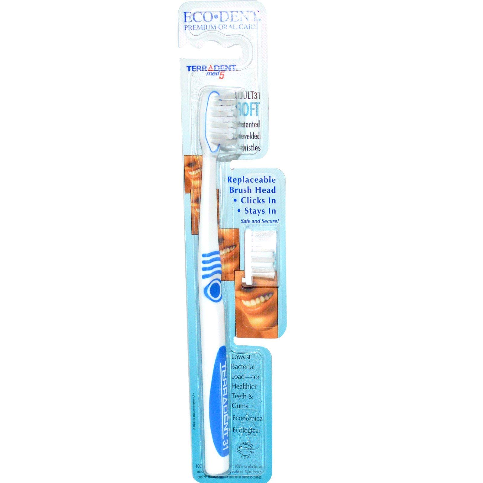 Eco-Dent Adult Soft Toothbrush, 100% Organic, Battery Powered