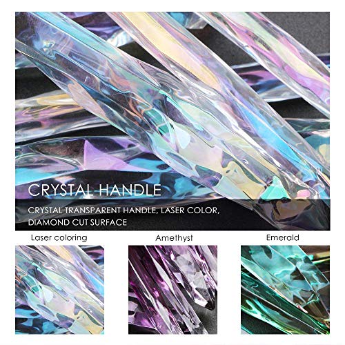 Makeup Brushes Crystal Handle Set, Tenmon 10 PCS Crystal Transparent Handle Kabuki Powder Foundation Brush Concealer Eye Shadow Eyeliner Eyebrow Brush (White)