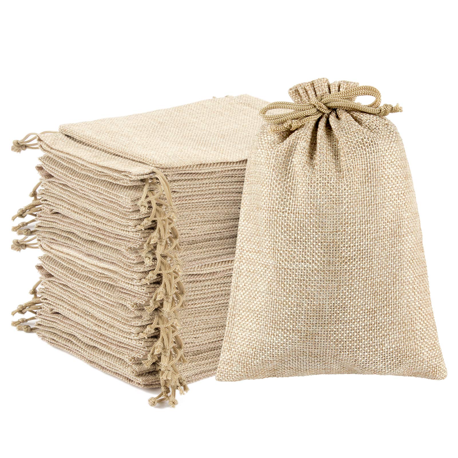 ANPHSIN 75 Pcs Small Burlap Gift Bags with Drawstring - 5.4" x 3.7" Burlap Favor Sacks, Mini Gift Wrapping Bags for Wedding Baby Shower Classmates Festival Party Favors, DIY Craft