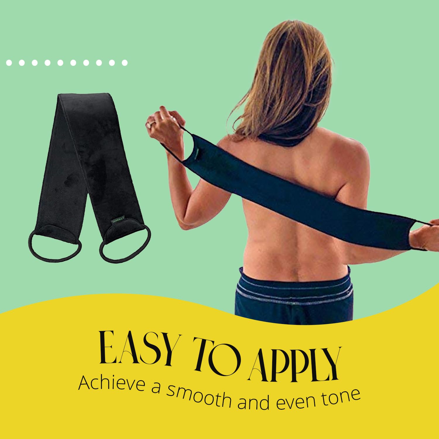 Skinerals Back Lotion & Applicator Mitt Band, Easy-Reach, Flexible Microfiber Design for Seamless Full Back Coverage, Durable, Washable - Essential Self Tanner for an Even Tan, Black