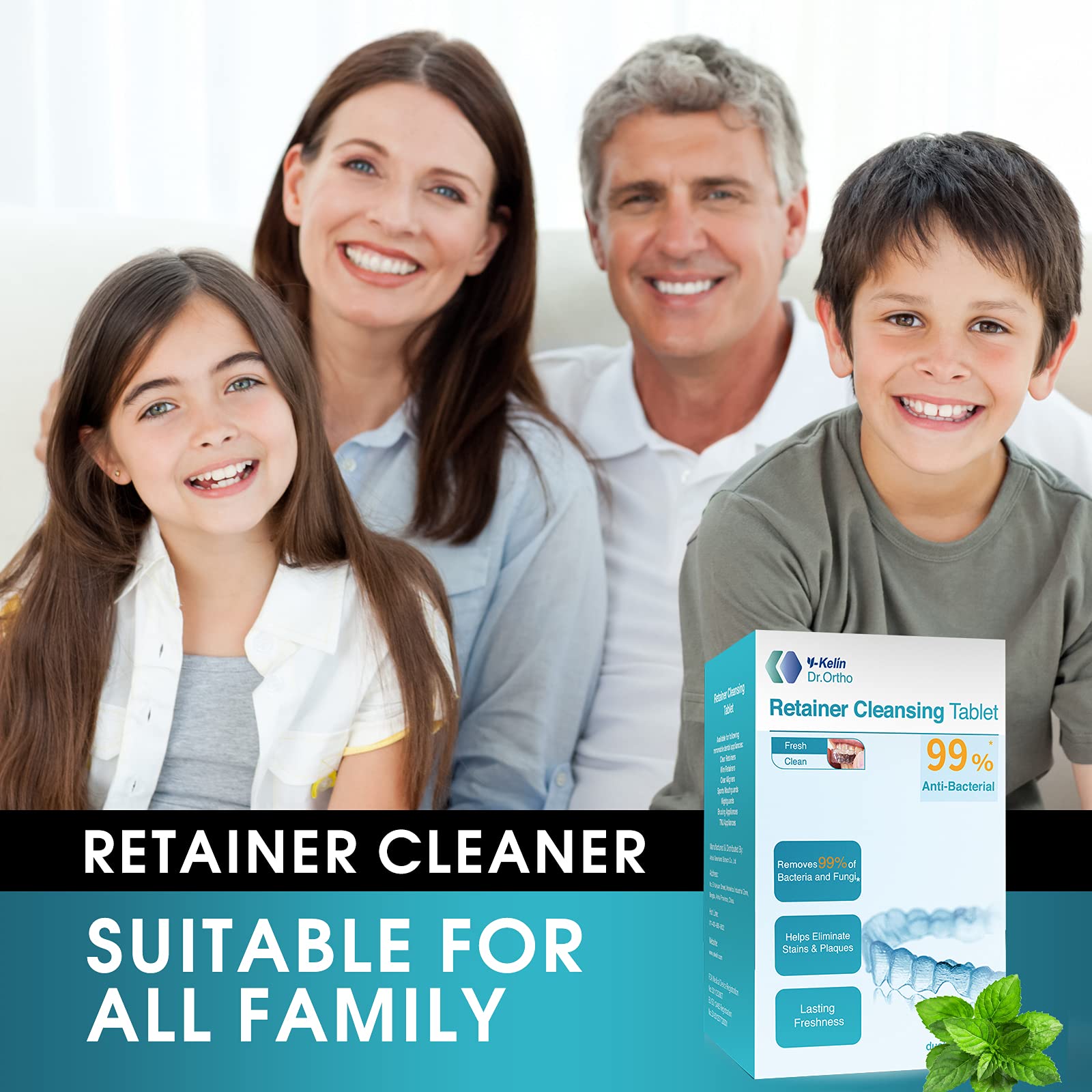 Retainer Cleaner Tablets Invisalign Cleaner Denture Cleaning Tablets,Remove Stains Away,3 Month Nature Supply - Use for Invisible Clear Aligner,Partials Full Dentures,Night Guard,Mouthguard by Y-Kelin