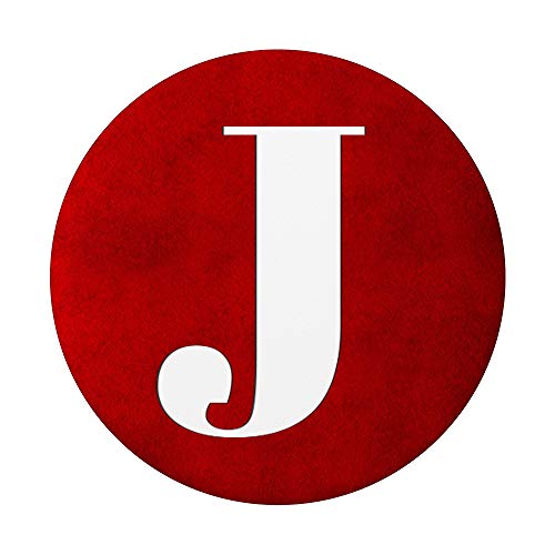 Silver White Letter J Initial Phone grip Red Pattern PopSockets Swappable PopGrip