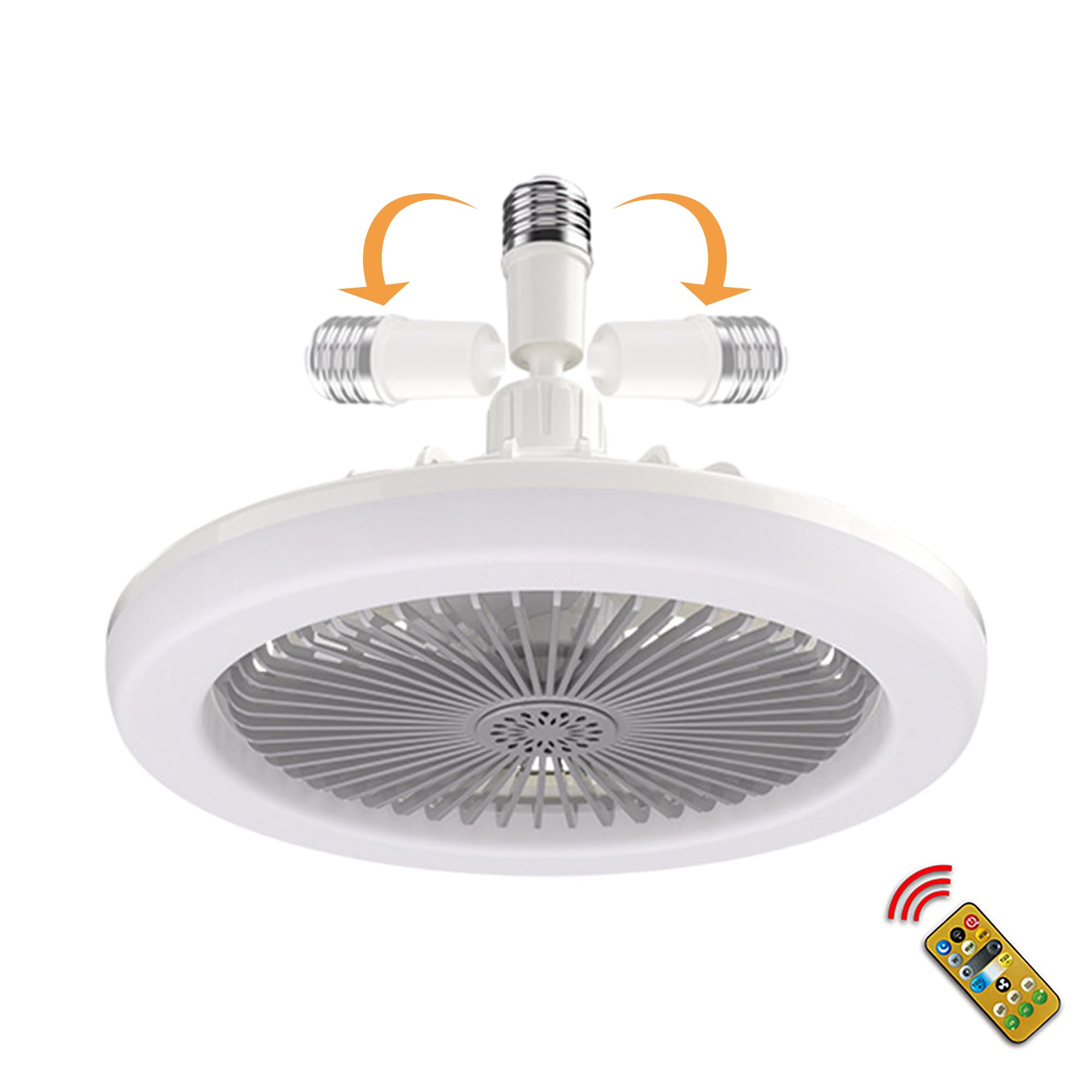 ADKBO Ceiling Fan with Light, Low Profile Ceiling Fan Light with Remote, Adjustable Directional Modern LED Light Bulb Fan for Living Room, Kitchen (Modern, Gray)