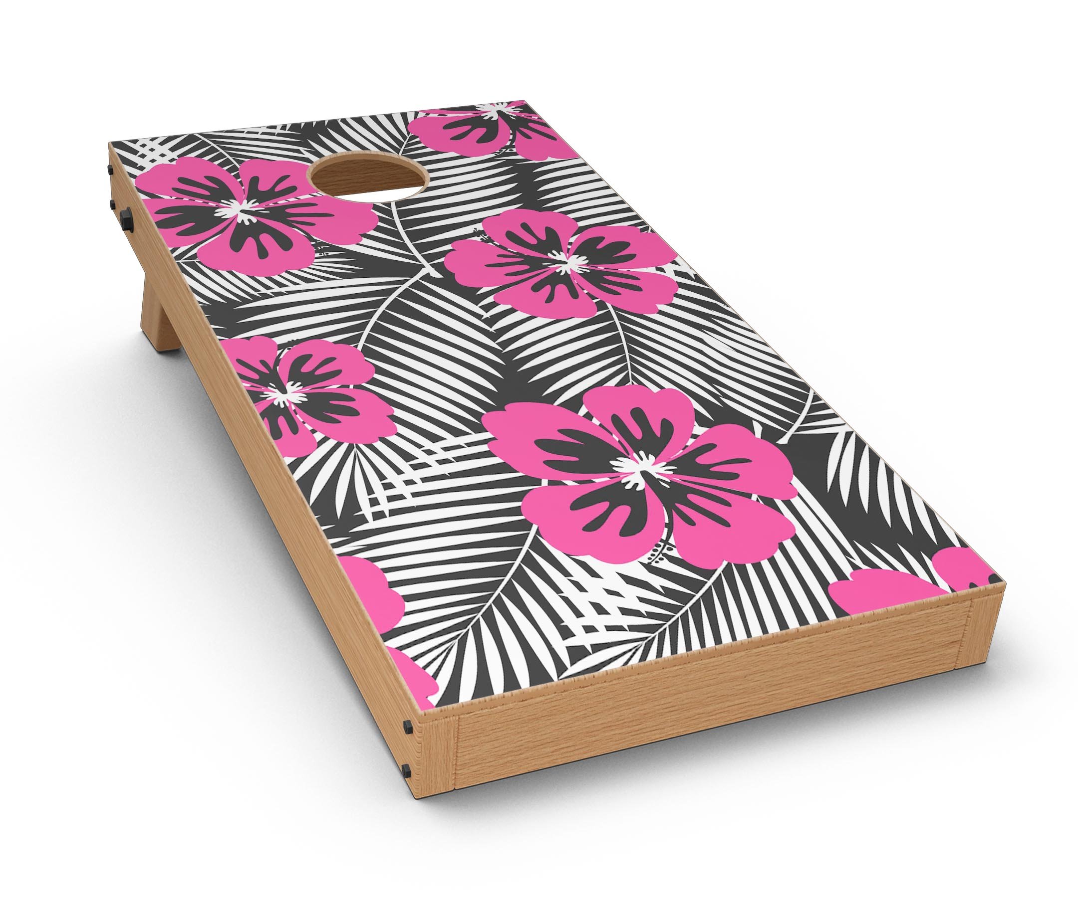 Design Skinz Summer Tropical Skin Set for Cornhole (Skin Only) - Tropical Summer Hot Pink Floral