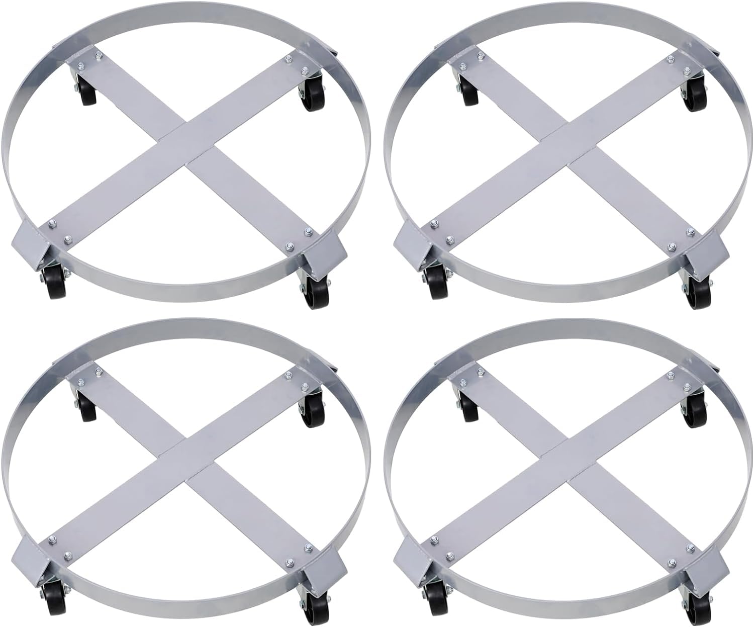 55 Gallon Drum Dolly,Heavy Duty 1000lbs Load Capacity, Barrel Dolly Cart Drum Caddy, Non Tipping Hand Truck Dollies with Steel Frame 4 Swivel Casters Wheel, for Warehouse Drum Handling (4 PCS)