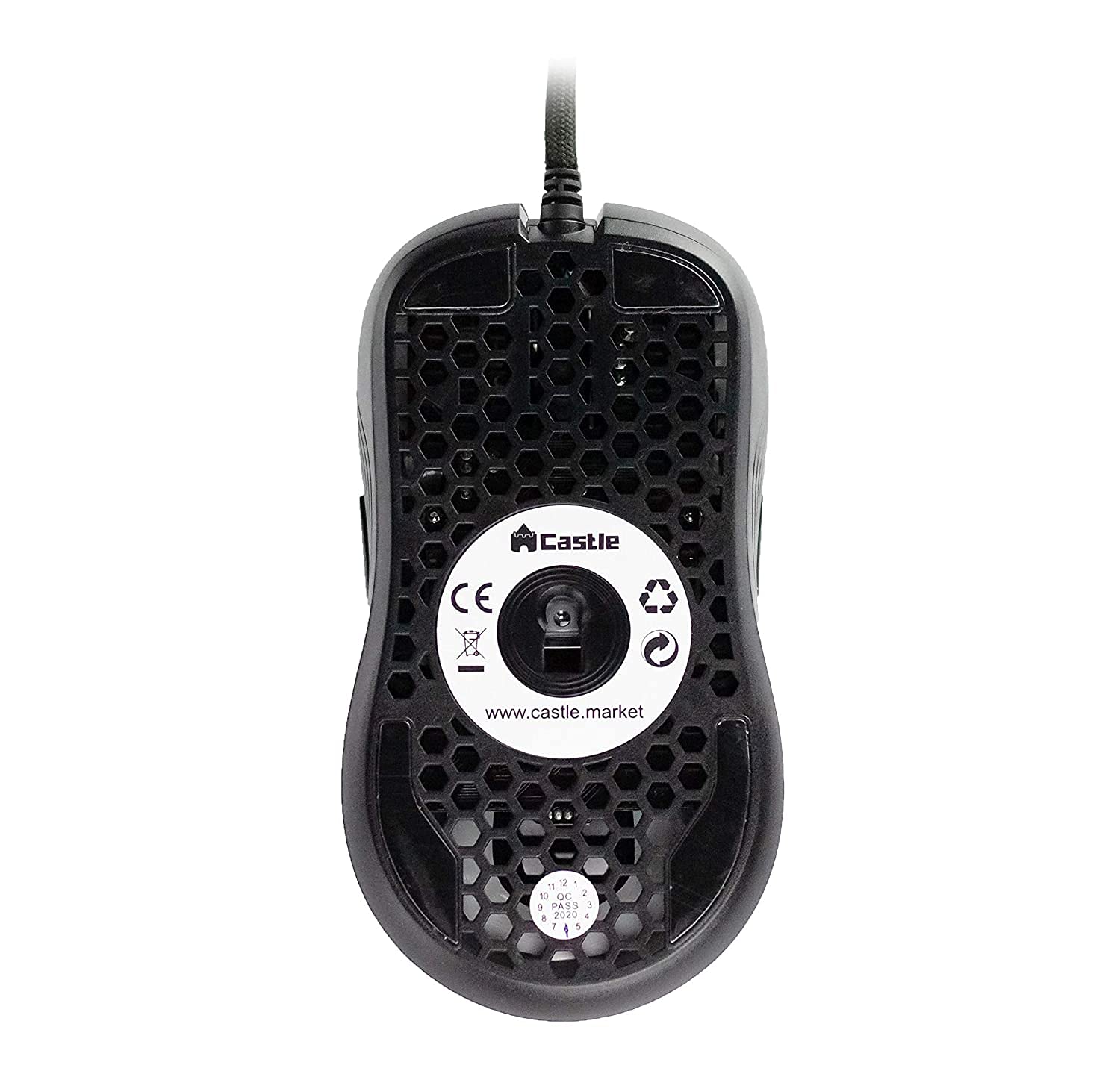 Castle Ultralight PC USB Wired Mouse with Honeycomb Shell - 10k DPI Optical Sensor Gaming Mouse - Ambidextrous Mouse with RGB Lighting and 8 Programmable Buttons