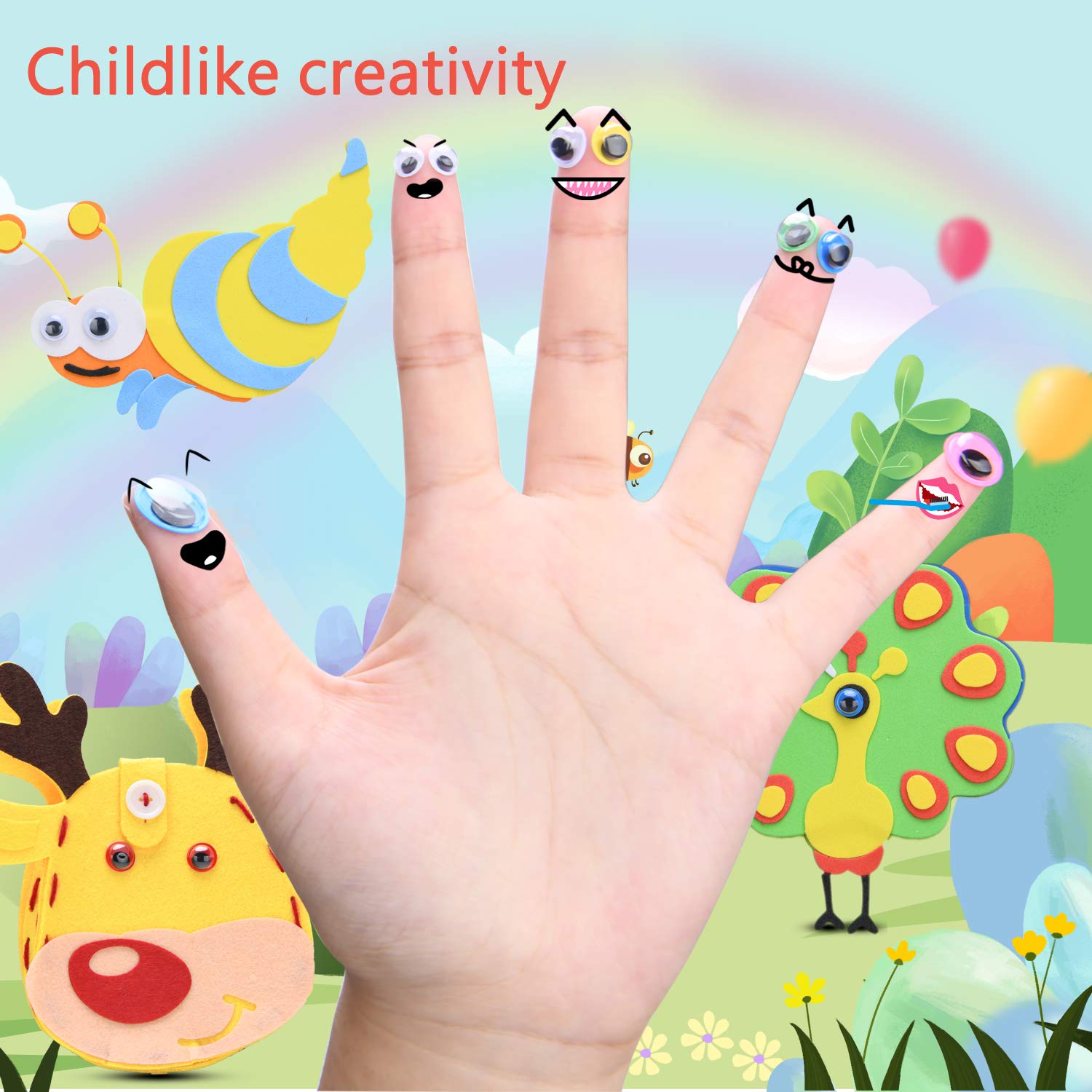 6mm-20mm Wiggle Eyes Self-Adhesive for Craft Stickers, Black and Colorful Googly Eyes for DIY Scrapbooking