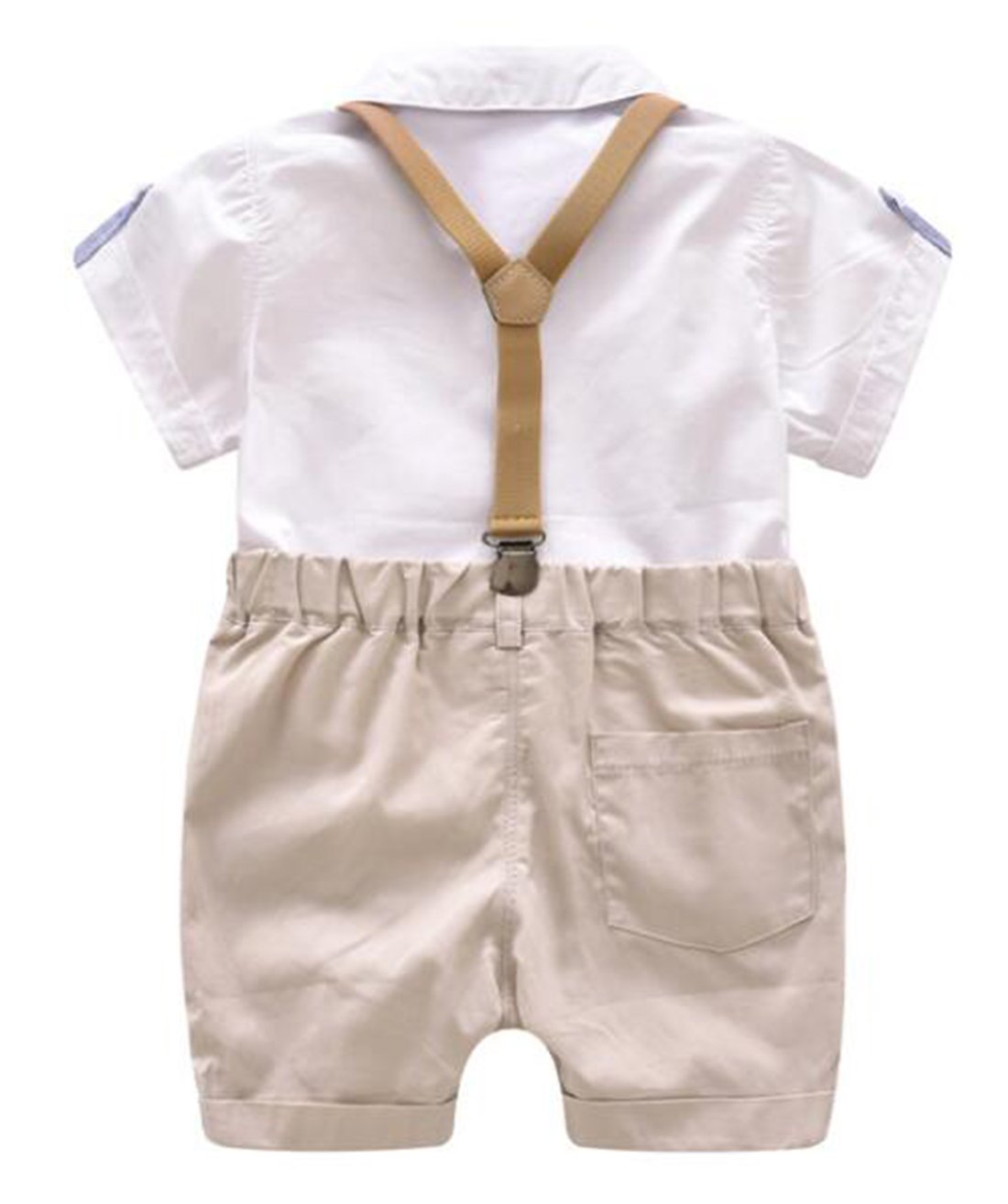 EGELEXY Toddler Baby Boys Gentleman Outfits Short Sleeve T-Shirt+Bib Pants+Bow Tie 12Pcs