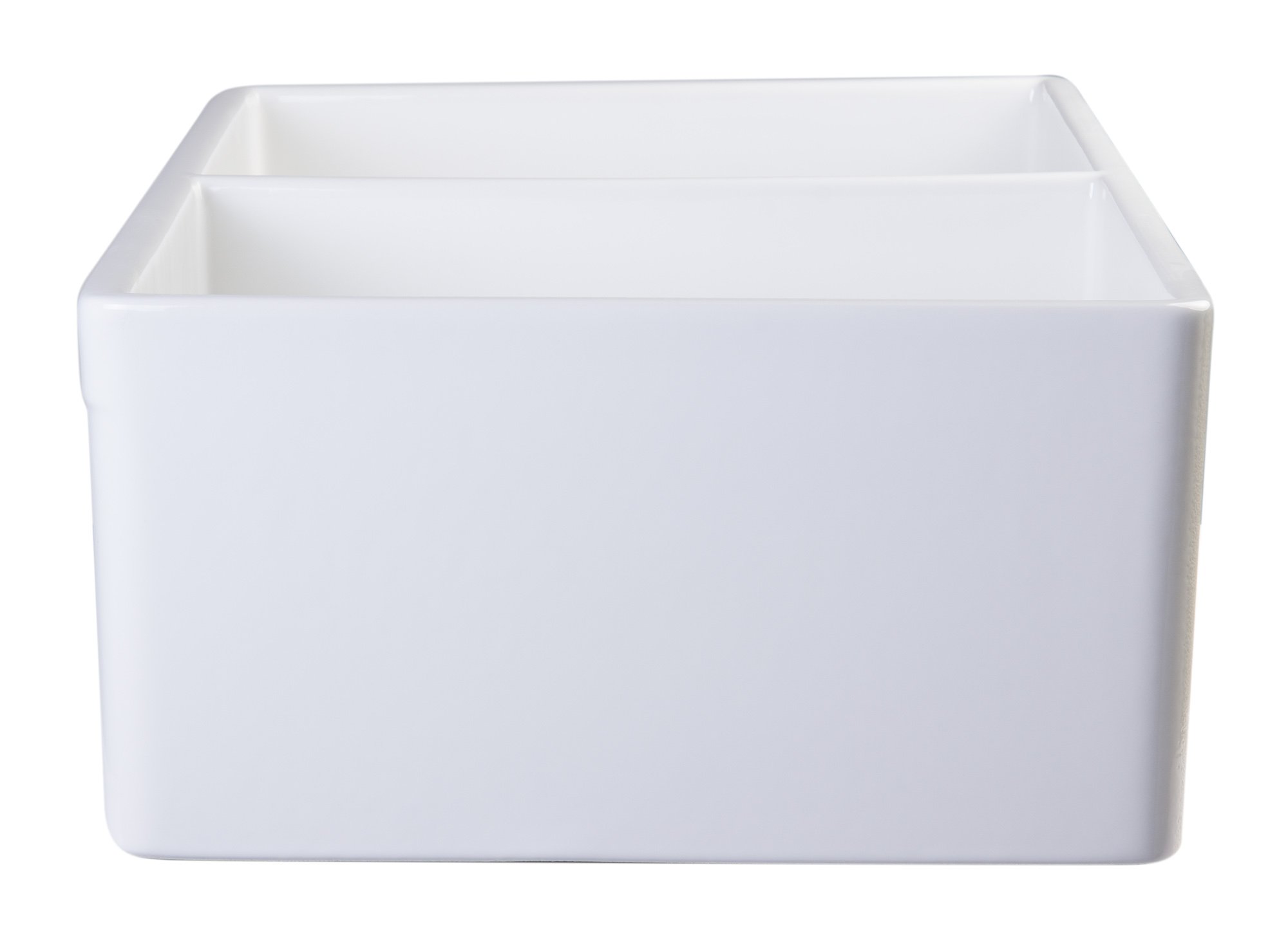 ALFI brand AB537 White 32-Inch Fluted Double Bowl Fireclay Farmhouse Kitchen Sink, White