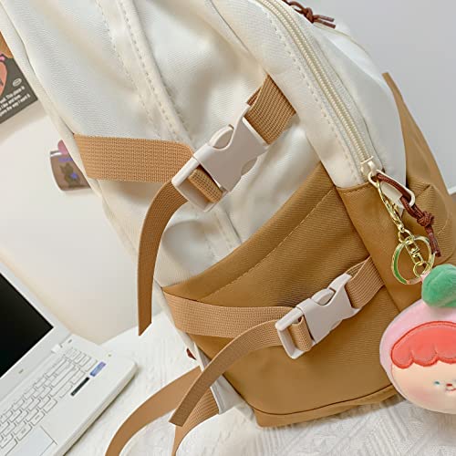 BOUTIKOME Classic Basic Black Backpack For Women Waterproof Lightweight Aesthetic Casual Travel Daypack(Khaki,One Size)